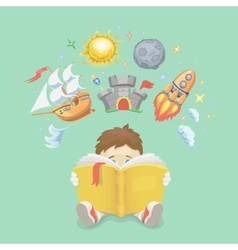 Reading book imagination background seamless Vector Image