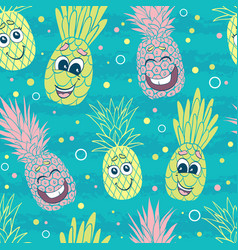 Green yellow pineapples repeat pattern design Vector Image