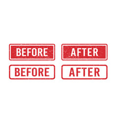 Before and after red grunge rubber stamps seals Vector Image