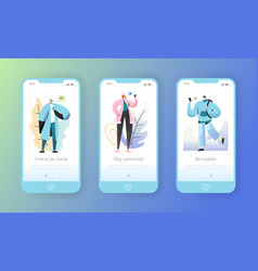 Social media onboarding mobile app screens Vector Image