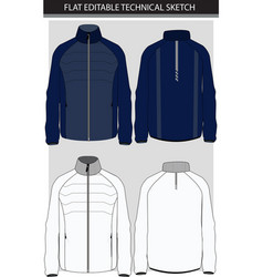 Open zip jacket flat sketch Royalty Free Vector Image