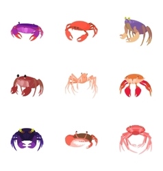 Crab icons set cartoon style Royalty Free Vector Image