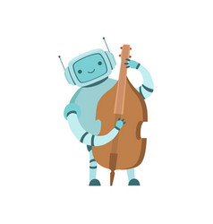 Cute robot musician playing banjo musical Vector Image