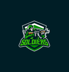 Emblem soldier logo a military man Royalty Free Vector Image