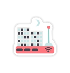 Paper sticker on white background wi-fi router Vector Image