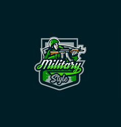 Emblem soldier logo a military man Royalty Free Vector Image