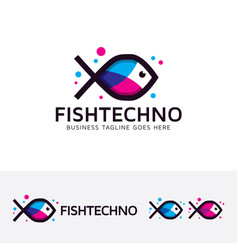 Fish technology logo Royalty Free Vector Image