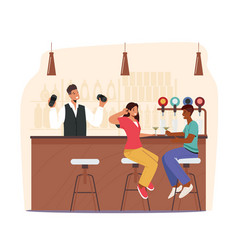 Bar pub counter cartoon interior Royalty Free Vector Image