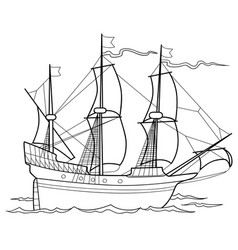 Sketch an old sailing ship coloring book Vector Image