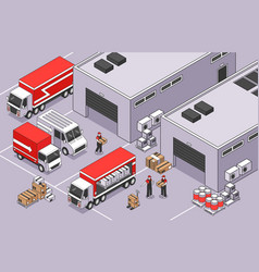 Warehouse outside view isometric Royalty Free Vector Image