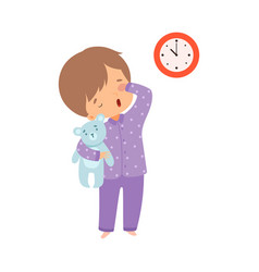 Cute boy waking up preschool kid daily routine Vector Image