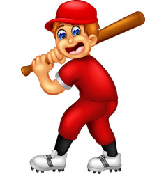 Funny baseball player cartoon Royalty Free Vector Image
