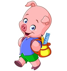 Boy holding pig pencil Royalty Free Vector Image