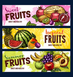 Fruit shop banners fresh natural fruits Royalty Free Vector