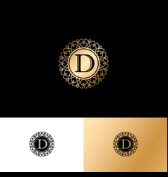 Double d monogram logo gold letter drop Royalty Free Vector