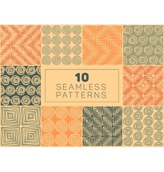 Hand drawn painted geometric seamless patterns set