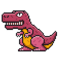 Dinosaur pixel art tyrannosaurus pixelated dino Vector Image