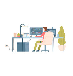 Professional programmers at work of Royalty Free Vector