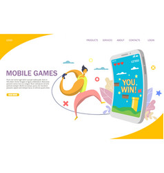 Mobile gaming poster banner design template Vector Image