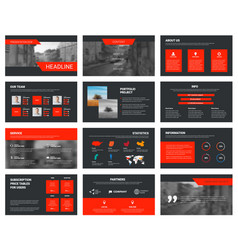 Red presentation templates and infographics Vector Image