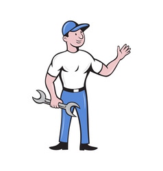 Waving Mechanic Cartoon Royalty Free Vector Image