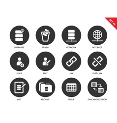 Database details icon set Royalty Free Vector Image
