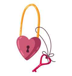 Valentines day heart shaped lock with key Vector Image