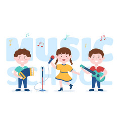 Music school template in hand drawn cartoon flat Vector Image