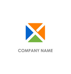 Circle shape x initial square colored logo Vector Image