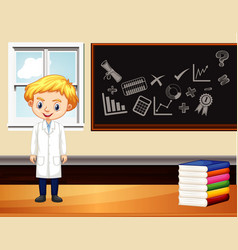 Scientist standing board Royalty Free Vector Image