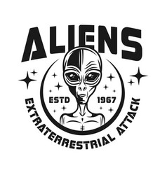 Alien face emblem Royalty Free Vector Image - VectorStock