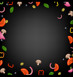 Pizza border with black background Royalty Free Vector Image