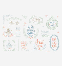 Set vintage floral letter monogram f Royalty Free Vector