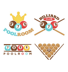 Set of billiards emblems labels and designed eleme