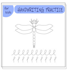 Handwriting practice butterfly for Royalty Free Vector Image