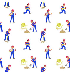 Construction worker character in various poses Vector Image