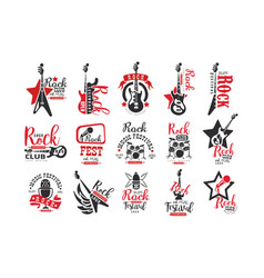 Rock club logo design set label for music Vector Image