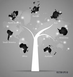 Tree shaped world map Royalty Free Vector Image
