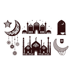Eid mubarak islamic decorative banner design Vector Image