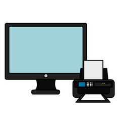 Computer display with printer Royalty Free Vector Image