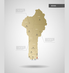 Benin country map black silhouette and outline Vector Image