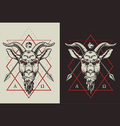 Baphomet demon goat head hand drawn print or Vector Image