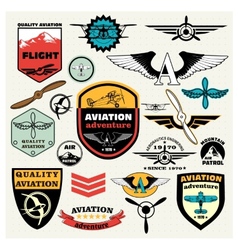 Fighter plane emblems and icons set Royalty Free Vector