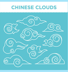 Chinese curly clouds in tender blue colors Vector Image