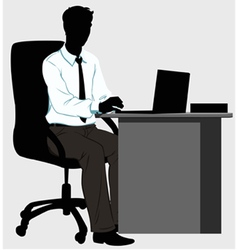 Man at the desk with laptop Royalty Free Vector Image