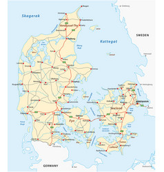 Map main railroad tracks in denmark Royalty Free Vector