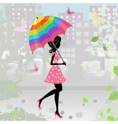 Flower girl with umbrella Royalty Free Vector Image