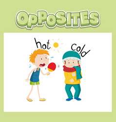 Opposite adjectives with cold and hot Royalty Free Vector