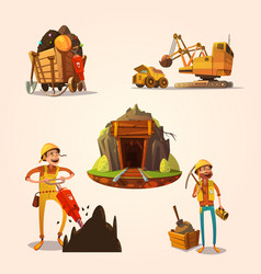 Inside mine cartoon composition Royalty Free Vector Image