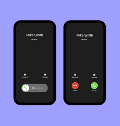 Iphone call screen interface incoming call slide Vector Image